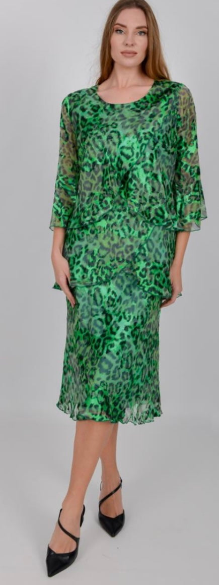 Green Animal Print Silk Dress - Allison – verityplum.online