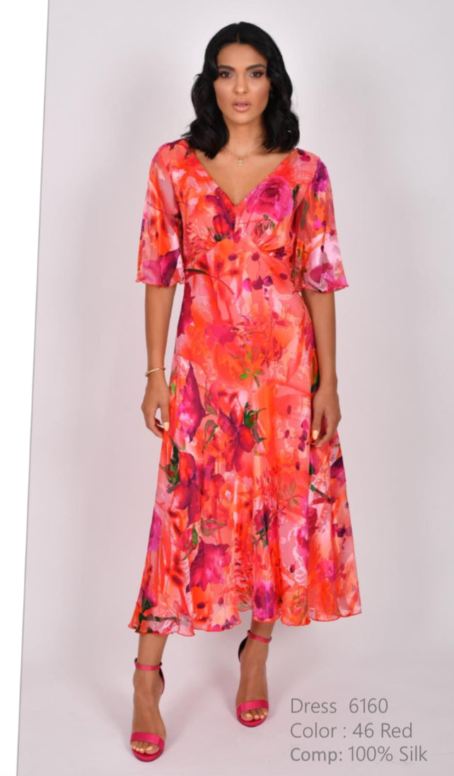 Coral Silk Dress - Allison SS25 – verityplum.online