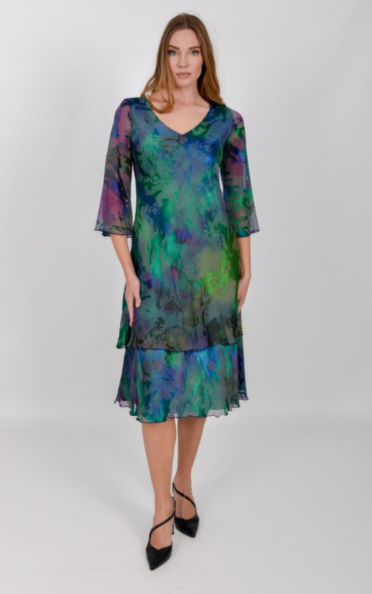 Blue Green Silk Dress - Allison – verityplum.online