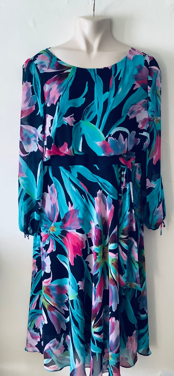 Aqua and Pink Dress - Gina Bacconi – verityplum.online
